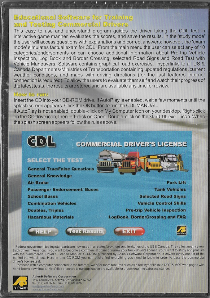 Commercial Driver's License CDL Manual by Aplusb for PC 3rd Edition | eBay
