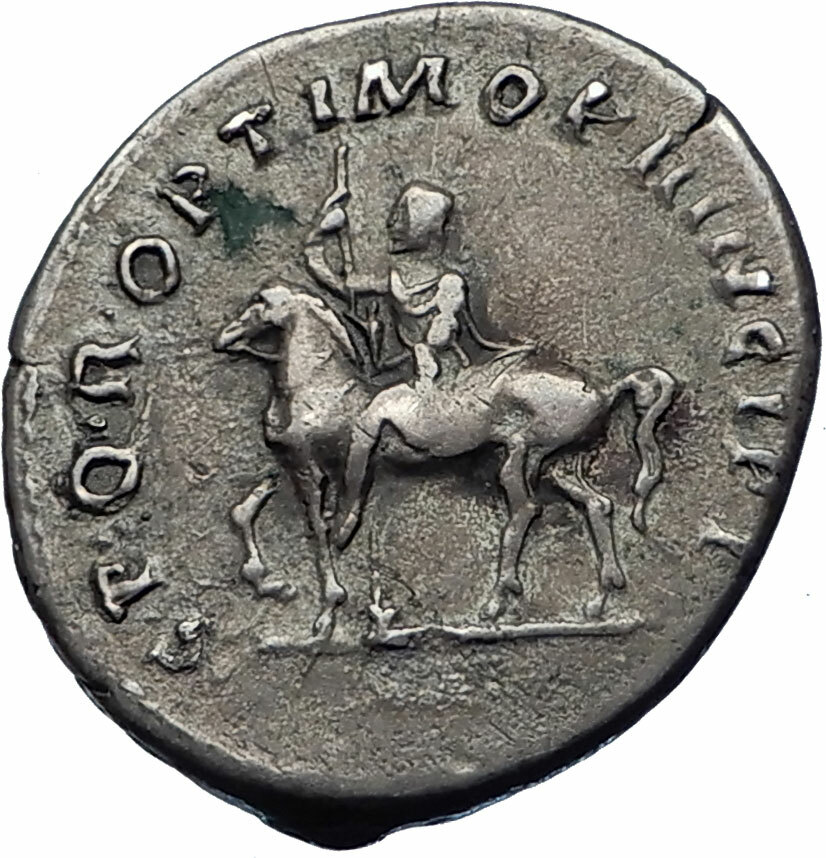 TRAJAN on Horse Authentic Ancient 112AD Rome Genuine Silver Roman Coin ...