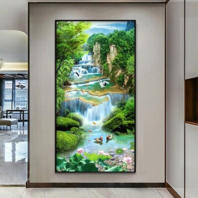 Waterfall Landscape Canvas Art Painting Print Wall Decor Canvas Poster ...