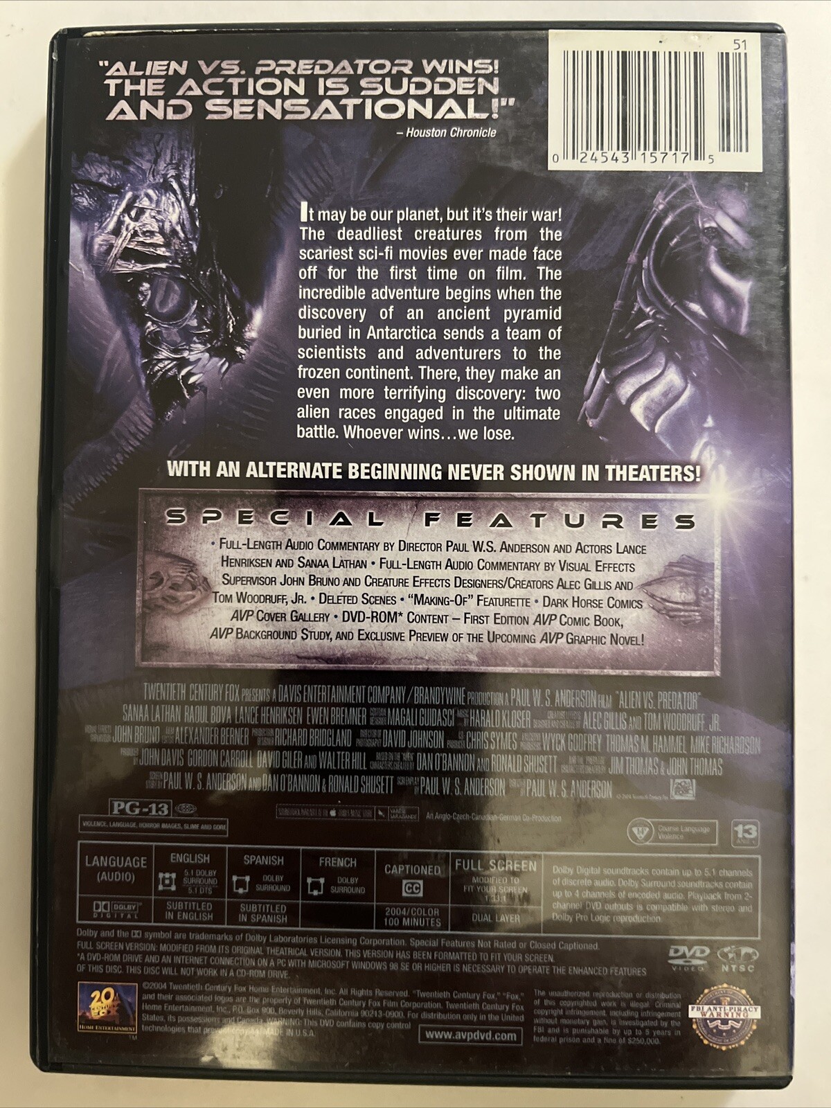 Alien vs. Predator (DVD, 2005, Full Frame) 24543157175 | eBay