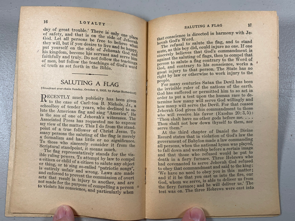 1935 Loyalty Flag Salute Booklet JF Rutherford IBSA Watchtower Jehovah ...