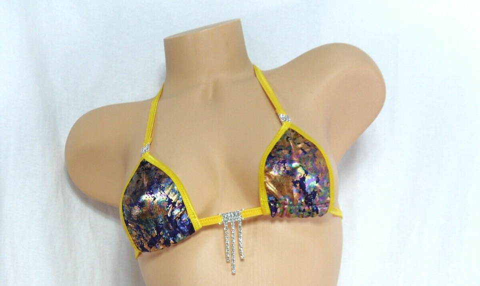 Micro G-String Bikini w/Bling-Purple, Gold and Teal Iridescent Oil Slick | eBay