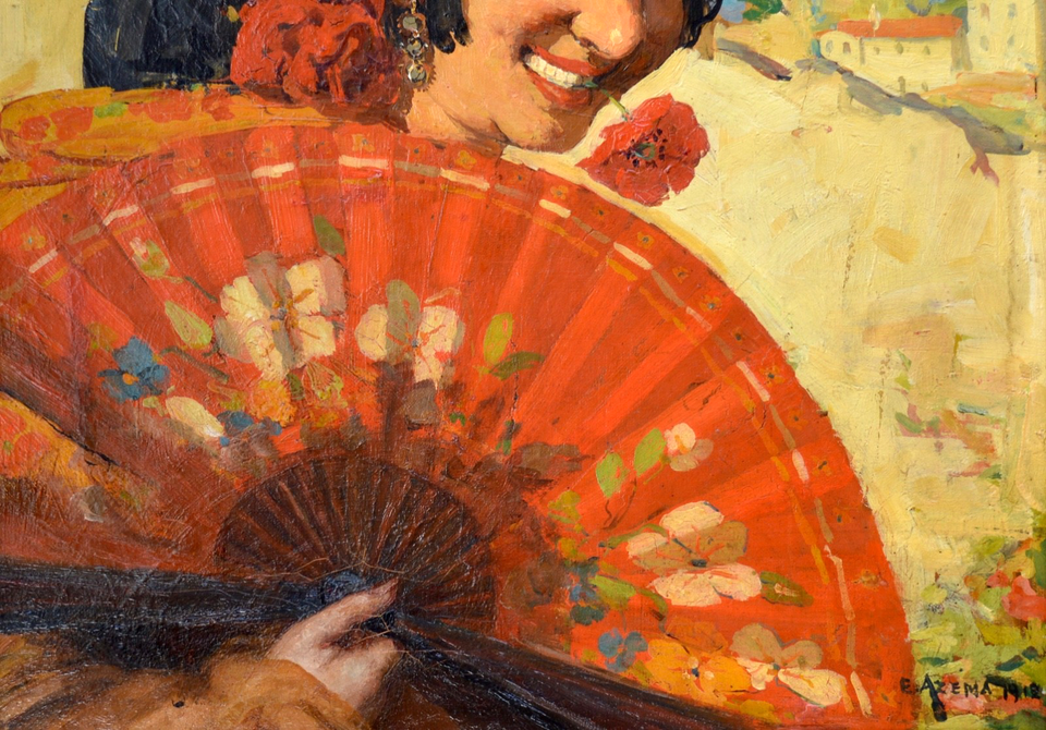 AZEMA ERNEST (1871-1917) "Andalouse À L'Éventail" Agde Montpellier ...