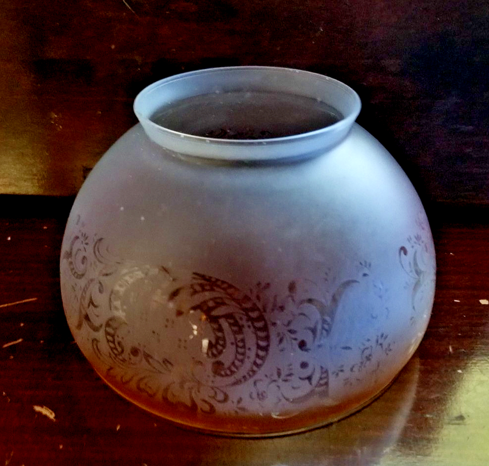 4" / 7" Fitter Frosted Satin Etched Glass Lamp Shade Clear Filigree # ...