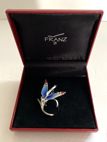 Franz Hand Painted Porcelain Butterfly Brooch/Pendant in Original Box ...