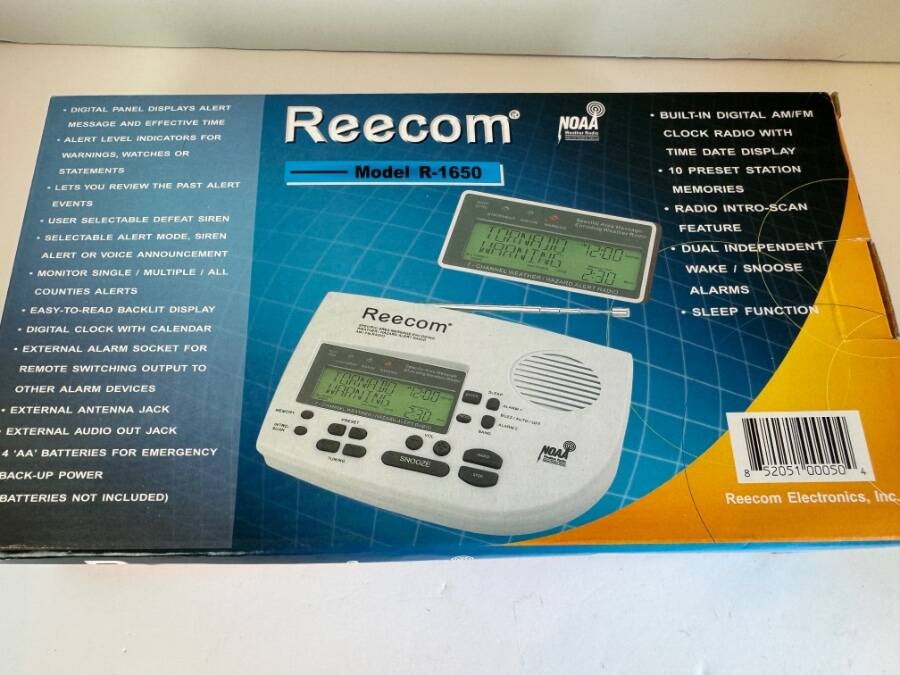 NEW Reecom R-1650 NOAA Weather Alert Alarm Clock Radio NWS S.A.M.E ...