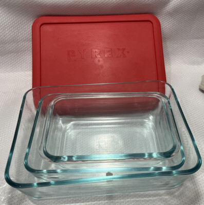 🇺🇸 Set Of 3 Pyrex Nesting Rectangle Glass Storage Dishes | eBay