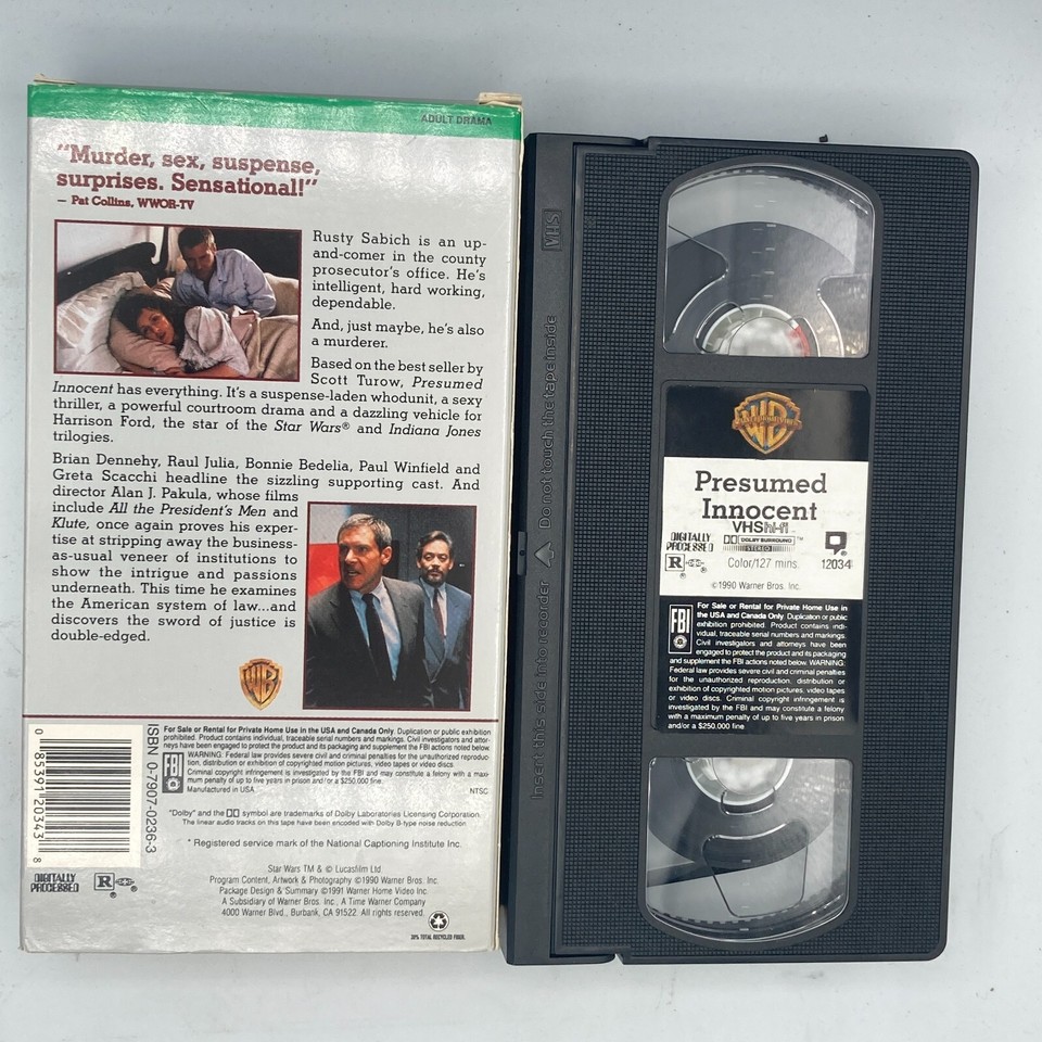 Presumed Innocent (1990), VHS Movie, Warner Home Video (1991), H. Ford ...