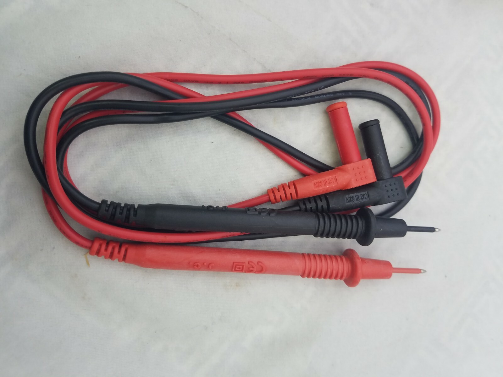 2(LOT) Test Leads CAT III, 1000V 10 Amp 18AWG WIRE. 36" FOR MULTIMETERS ...