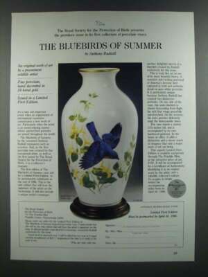 1986 The Franklin Mint Ad - The Bluebirds of Summer Vase by Anthony ...