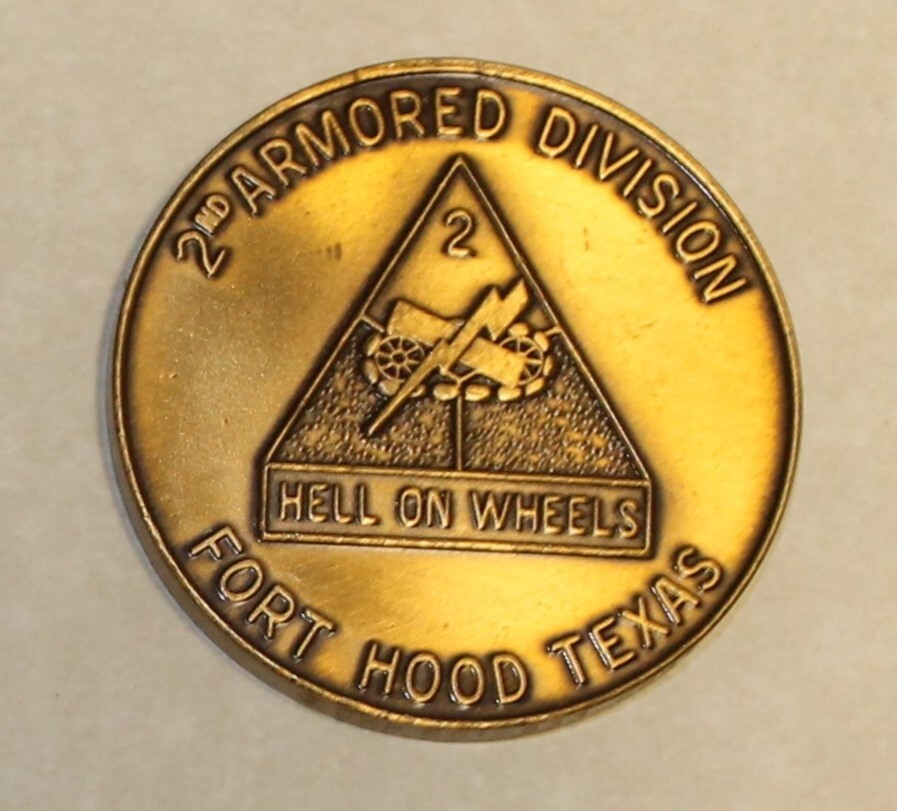 2nd Armored Division Hell on Wheels Ft. Hood Texas Army Challenge Coin ...