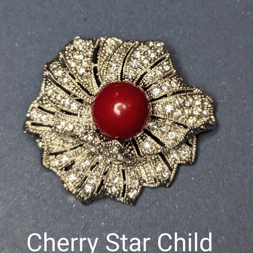 Vintage faux red coral sparkly rhinestone brooch pin pendant | eBay ...