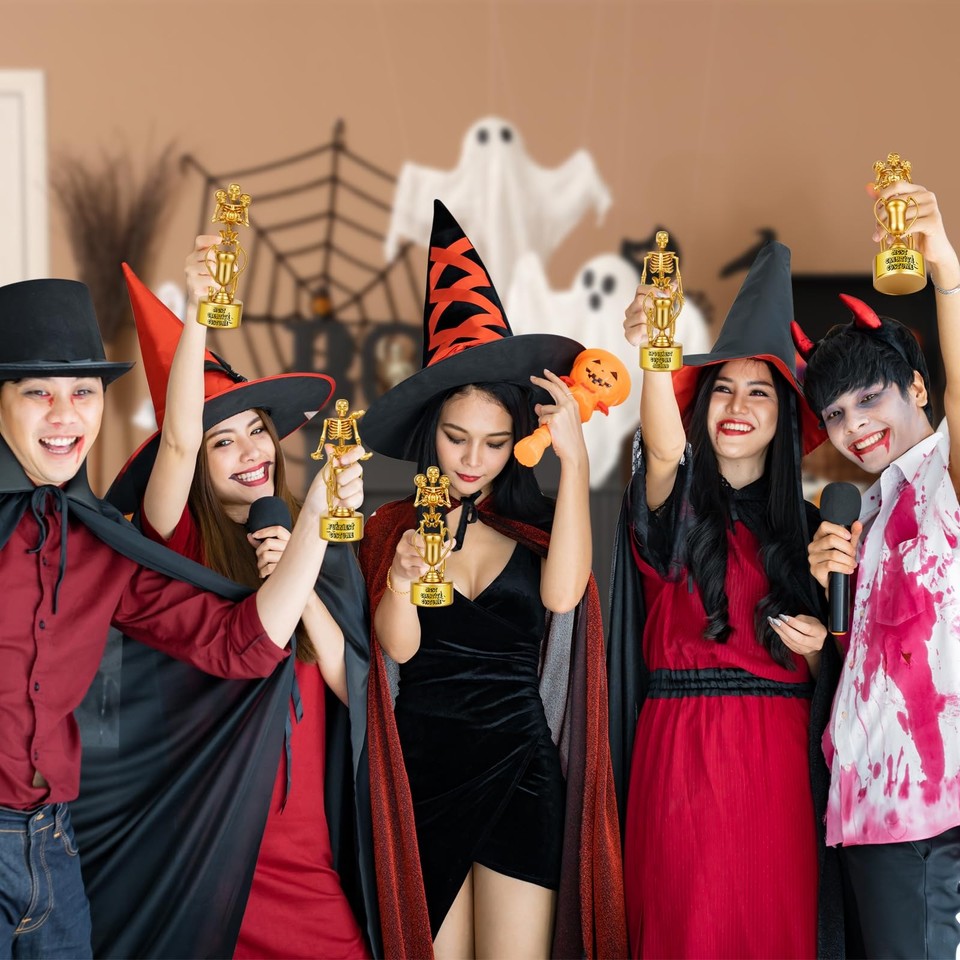AORZIT 4-Pack Gold Skeleton Trophies Halloween Costume Contest Party ...