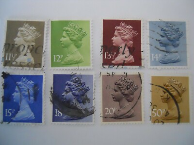 GB QEII 11.5p,12p,13.5p,14p,15p,18p,20p,50p set of 8 decimal Stamps ...