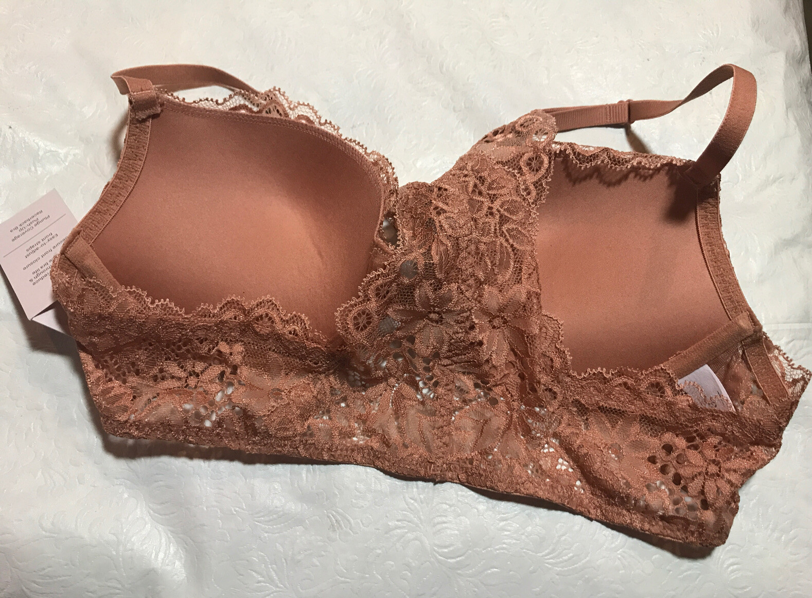 Auden Cosmic Rust Lace Plunge Coverage Push Up Racerback Bra Women’s ...