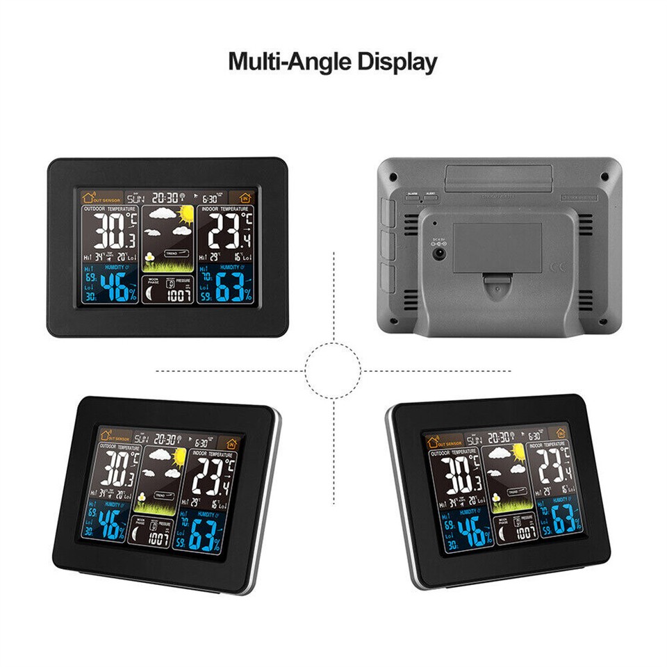 Digital LCD Indoor Outdoor Weather Station Clock Calendar Thermometer ...