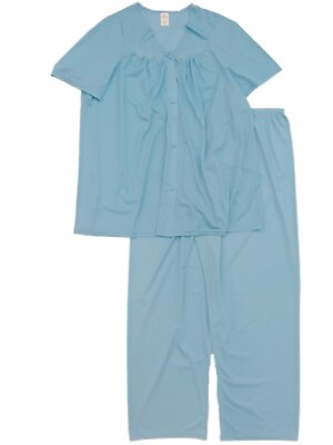 Lissome Lounge Womens Baby Blue Silky Soft Semi-Sheer Pajamas Sleep Set ...
