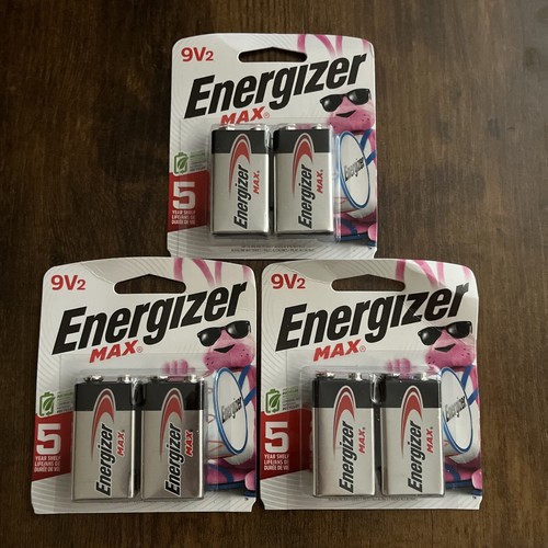 3x Energizer MAX 9V Alkaline Batteries 2 Pack - Exp 12/28 Slightly ...