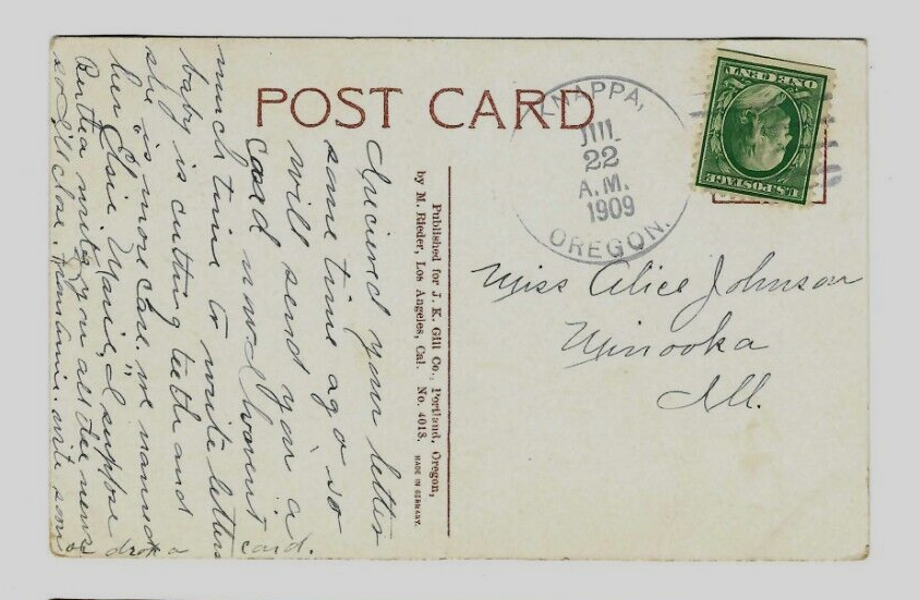 Vtg Postcard Mount Adams WA postmarked Knappa Oregon OR ORE 1909 | eBay
