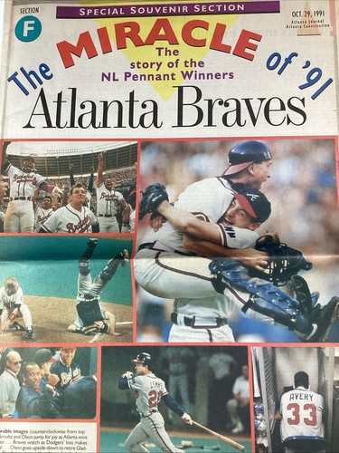 Atlanta Braves GA Newspaper 1991 Oct 29 Miracle Special Souvenir Great ...
