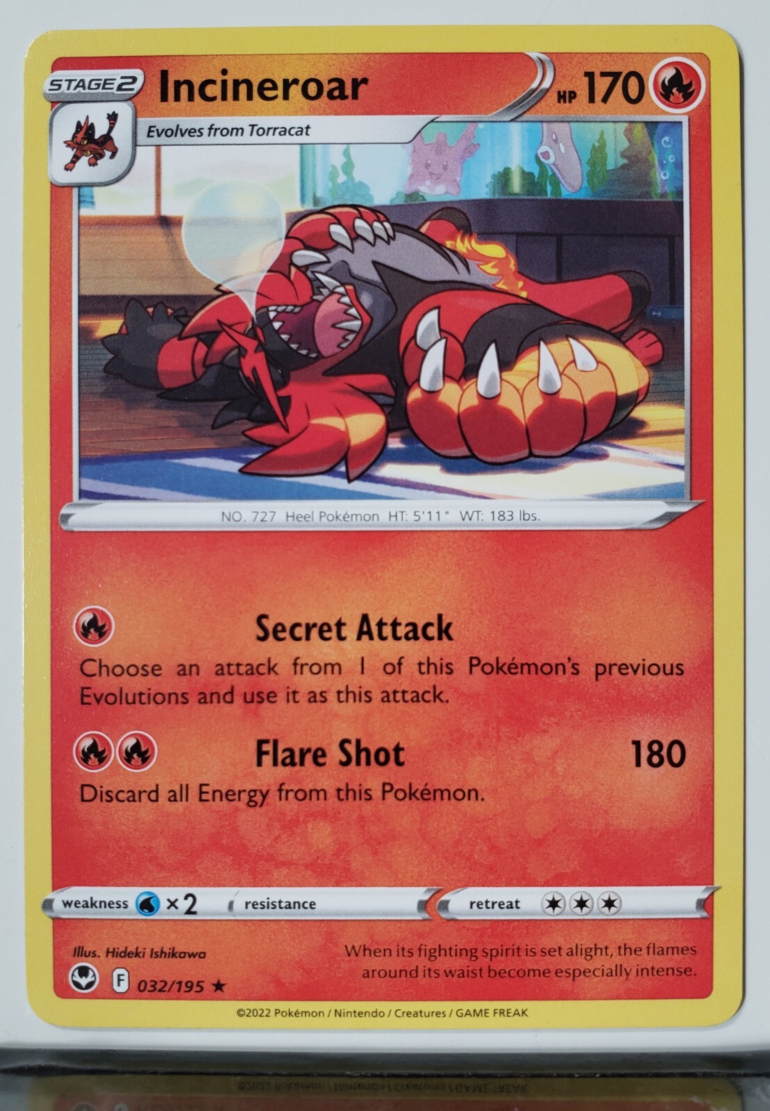 Incineroar 032/195 NM / M RARE Non Holo Silver Tempest Pokemon Card -$2 ...