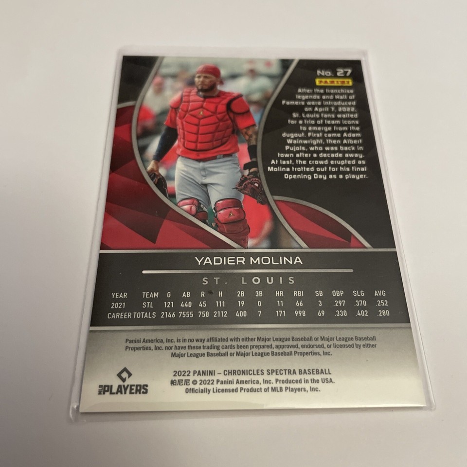 2022 Panini Chronicles Spectra Baseball Yadier Molina Card #27 (CL6) | eBay