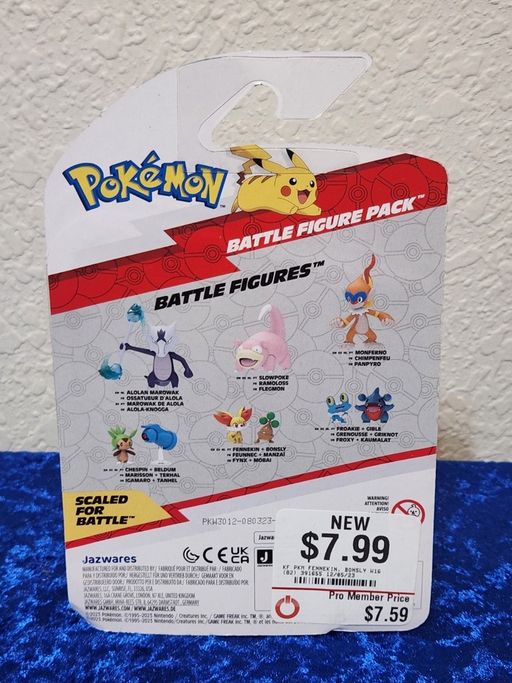 2023 Pokemon Fennekin & Bonsly Battle Figure Pack New in Package NIB ...