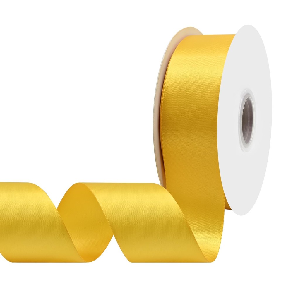 Maize Yellow Satin Ribbon 1-1/2" X 50 Yards Solid Color Double Faced ...