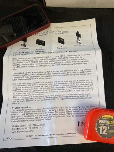 New In Box MidNite Solar Little SOB Shut Off Box Rapid Shutdown ...