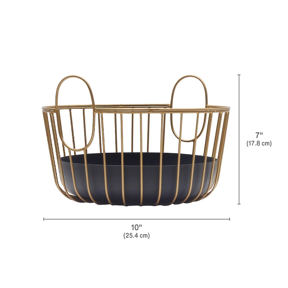 Aztec Gold-Finish Metal Fruit and Vegetable Storage Basket, Kitchen ...