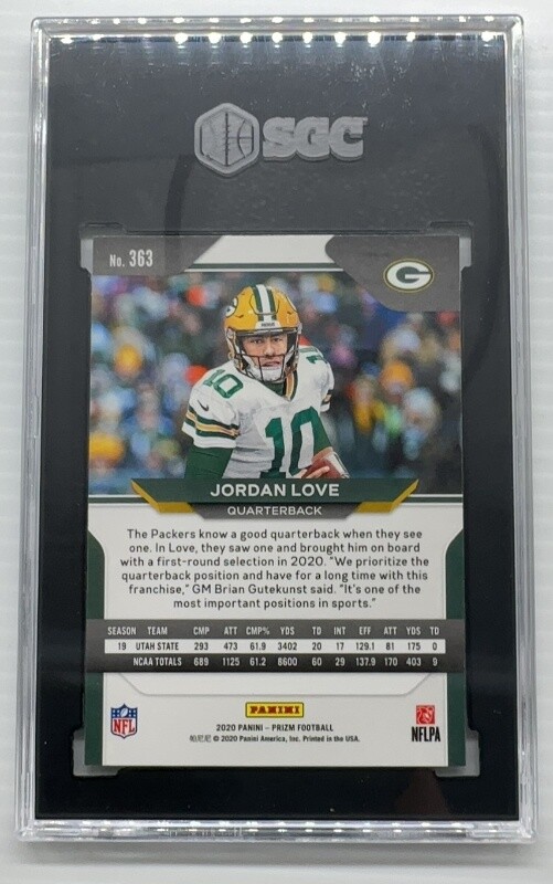 2020 Panini Prizm Jordan Love Rookie Card RC #363 SGC 9.5 MINT+ Packers ...