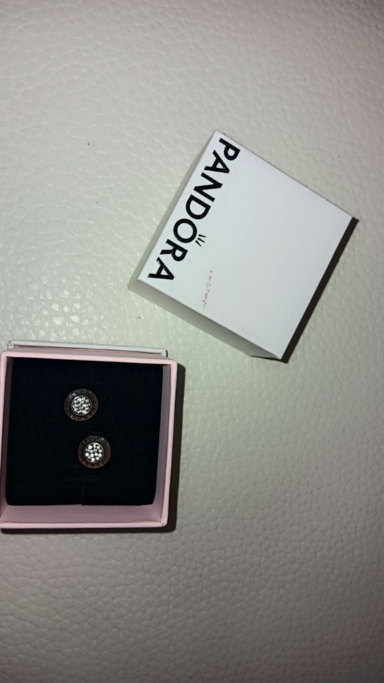 Authentic Pandora #263019C01 Round Pavé Halo Stud Earrings ...