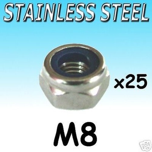 Stainless Steel NYLOCK lock NUTS nut M8 Marine etc 25pk | eBay