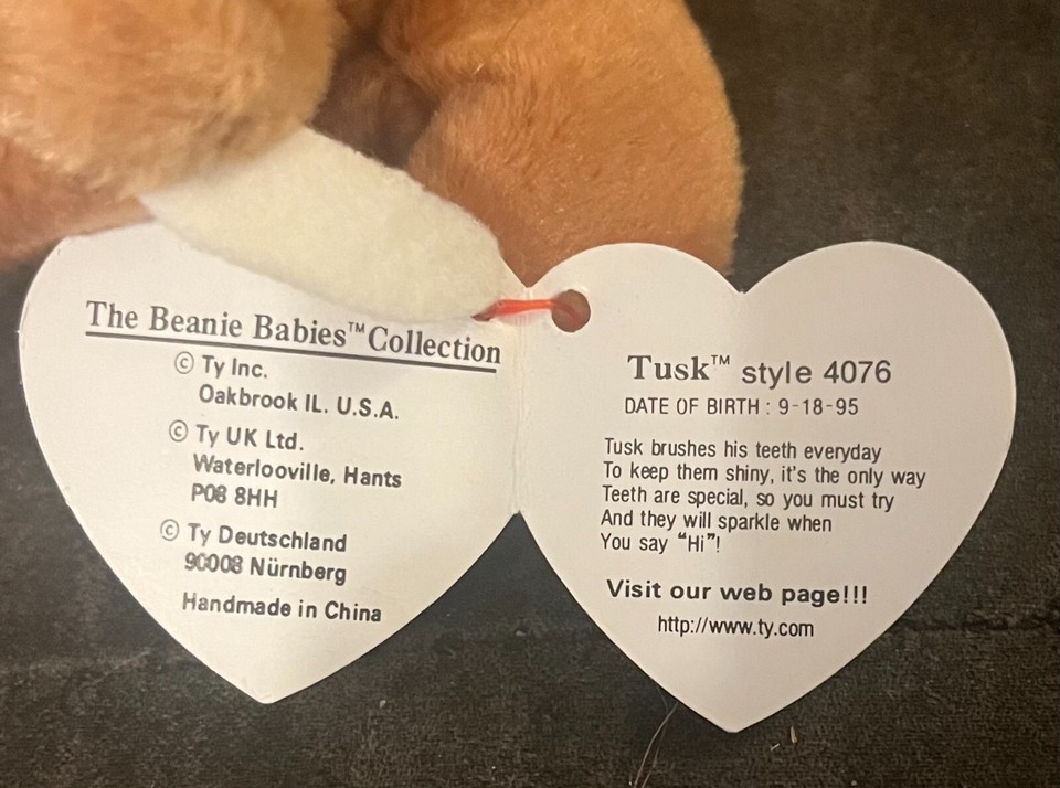 Ty Beanie Babies “ Tusk” Brown Walrus style Number 4076 8in 1995 ...