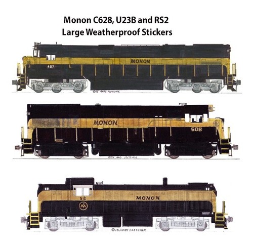 Monon C628, U23B and RS2 3 Large 2.5"x8-10" Stickers Andy Fletcher | eBay