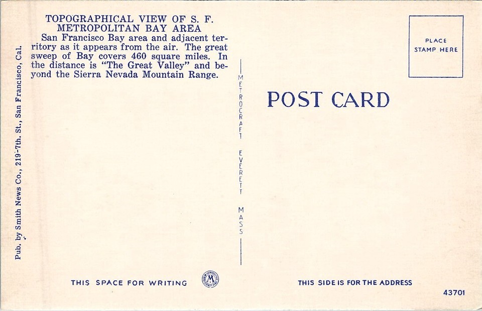 Air View of The Metropolitan Bay Area Vintage Postcard Spc14 | eBay