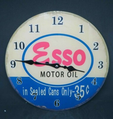 Esso Motor Oil Glass Wall Clock 30 cm Man Cave Garage Shed | eBay Australia