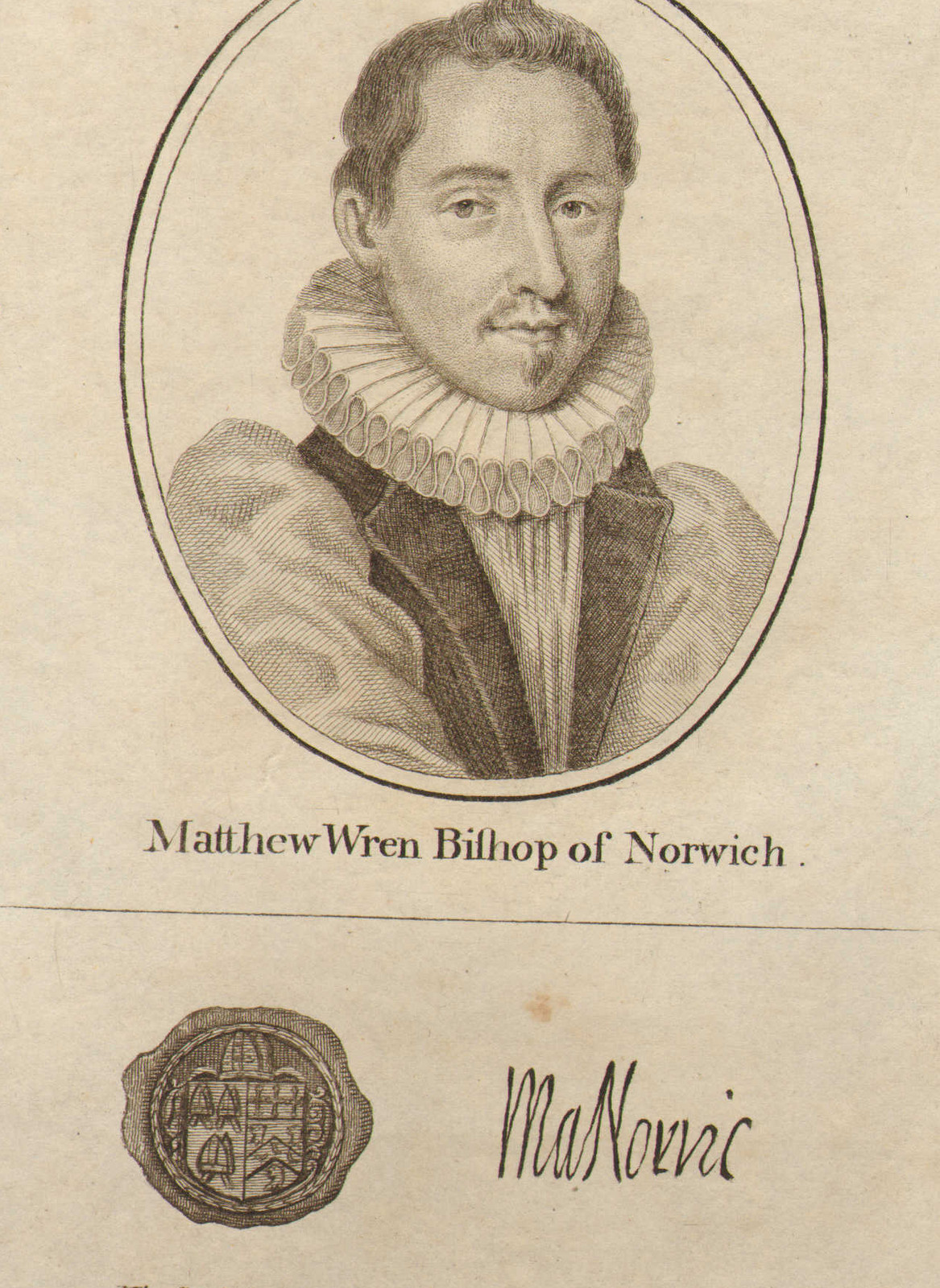 c1789 GEORGIAN PRINT ~ MATHEW WREN BISHOP of NORWICH FACSIMILE ...