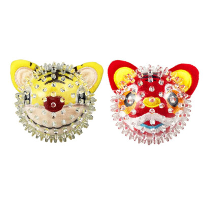 Rosewood 8cm Spiky Tiger Ball Dog/Pet Play Interactive Toy Yellow & Red ...