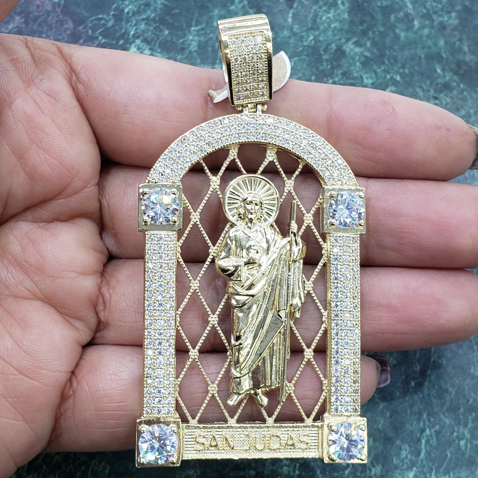 Large Big 14k Gold Saint Judas jude Pendant charm 2.85 inches long | eBay