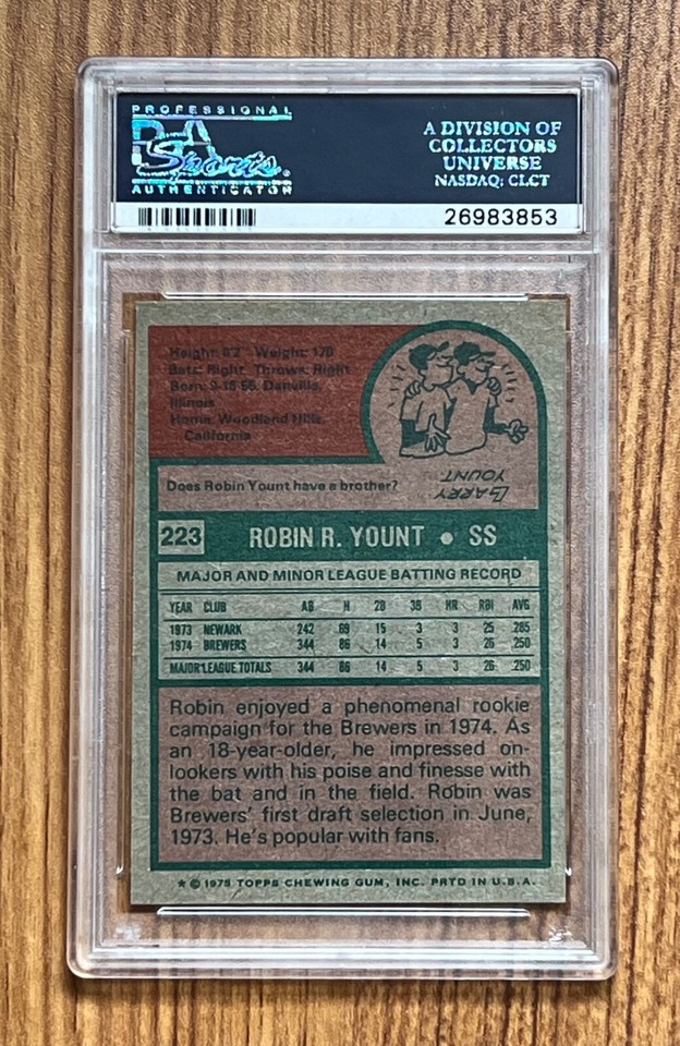 1975 Topps #223 Robin Yount Rookie Card HOF PSA 7 NM | eBay
