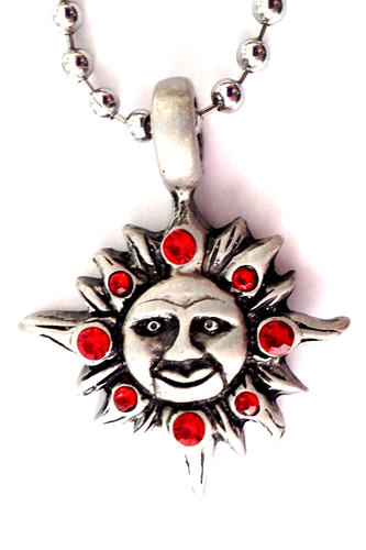 PC578 = Happy sun red beads 30mm wide pendant on 24" Ball chain | eBay UK