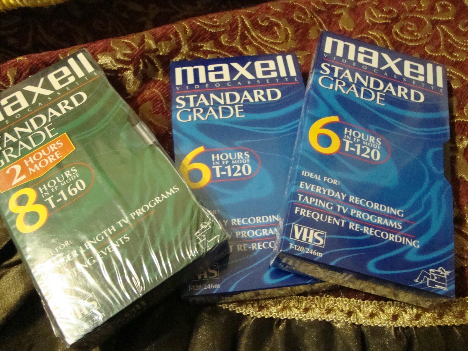 NEW Maxwell T-120-6 hr x 2 + T-160~8 hr VHS Video Tapes~VCR Standard ...