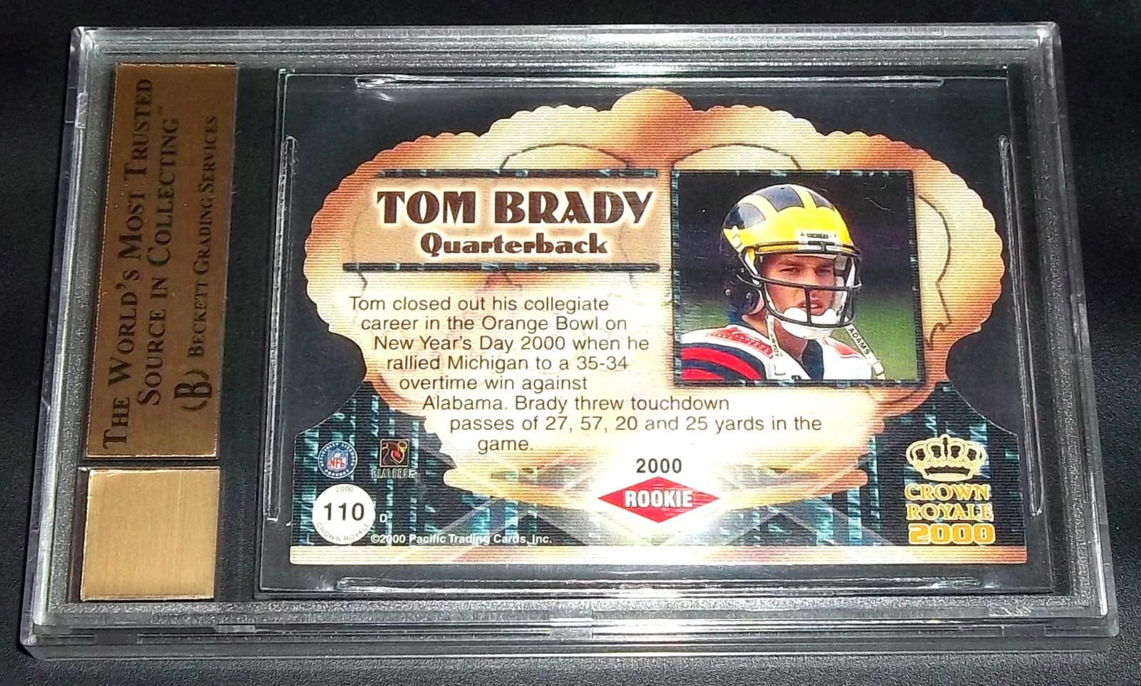 BGS 9.5 Rc Tom Brady Auto 2000 Crown Rookie Brady Signed Tom Brady ...
