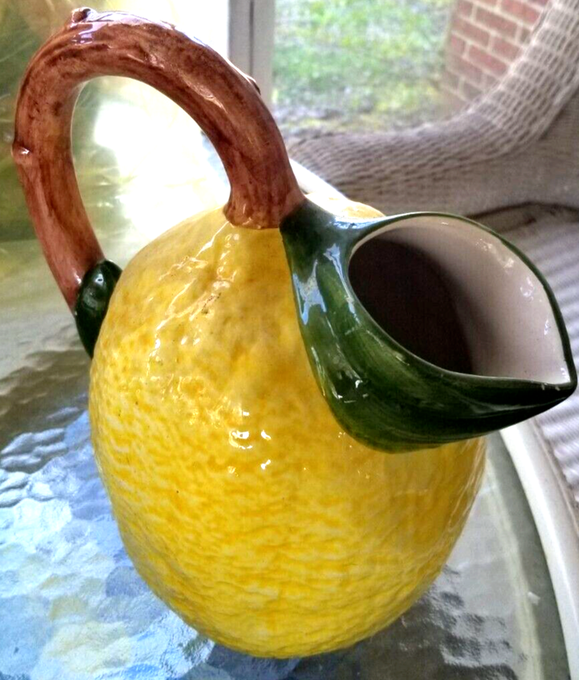 Lemon pitcher, Made in Italy, Majolica, Hand painted Pottery Pitcher | eBay