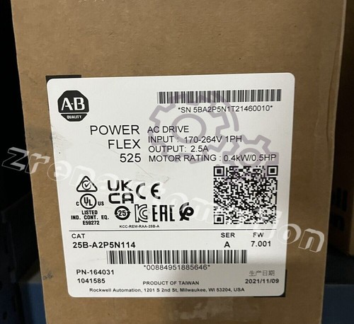 AB 25B-A2P5N114 PowerFlex 525 AC Drive 240V 2.5A 0.5HP 25BA2P5N114 Spot ...
