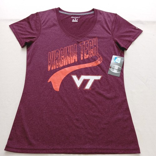 NEW! Champion Virginia Tech T-Shirt Womens M Hokies V-Neck Quick Dry ...