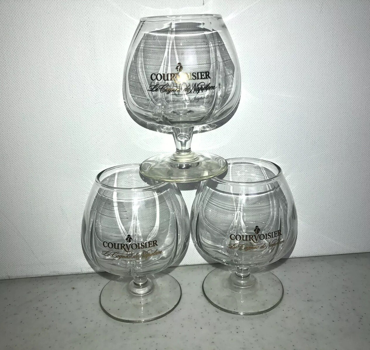 Courvoisier Le Cognac De Napoleon Snifter Glasses Vintage Set Of 3 | eBay