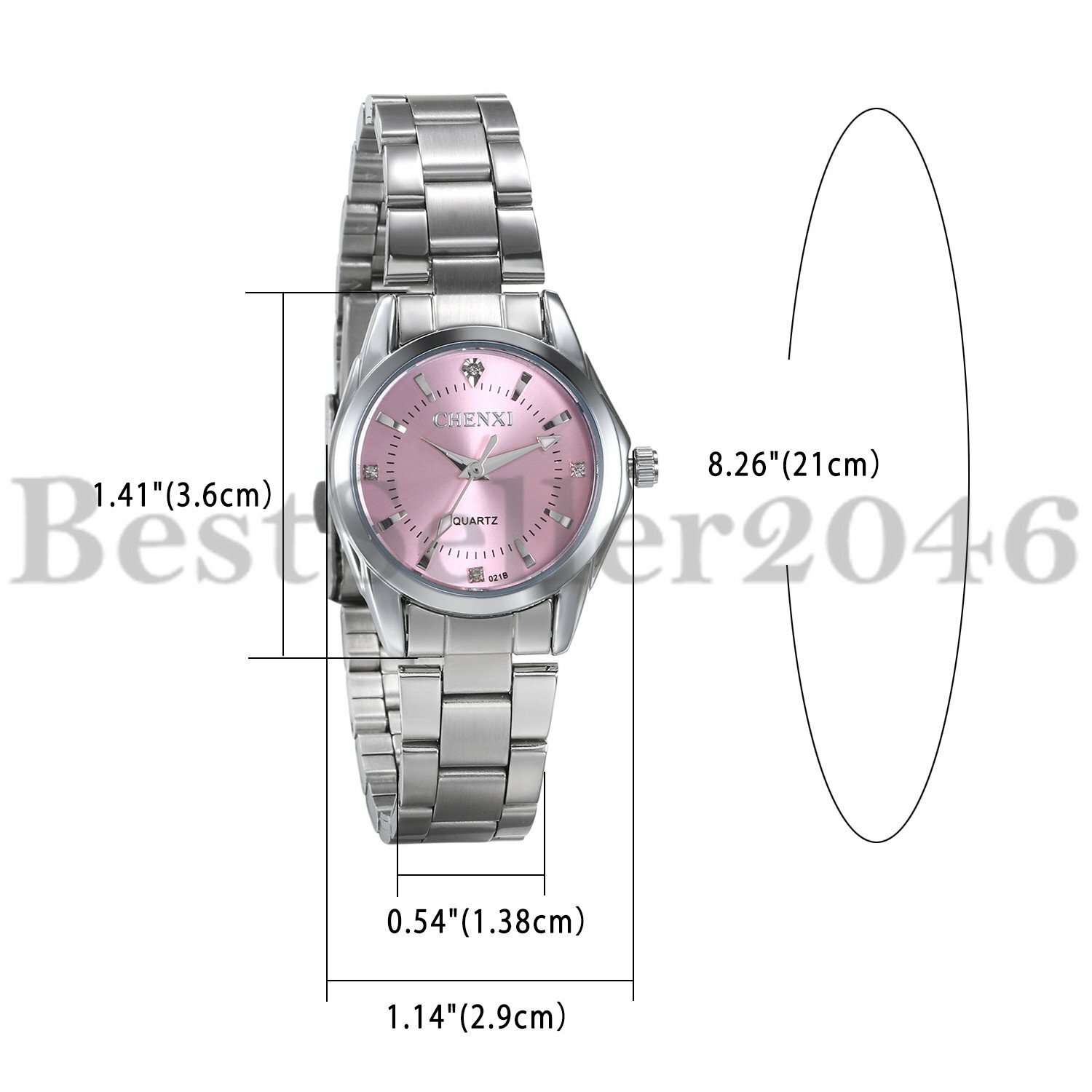Women Ladies Pink Dial Dress Watches Waterproof Steel Band Analog ...