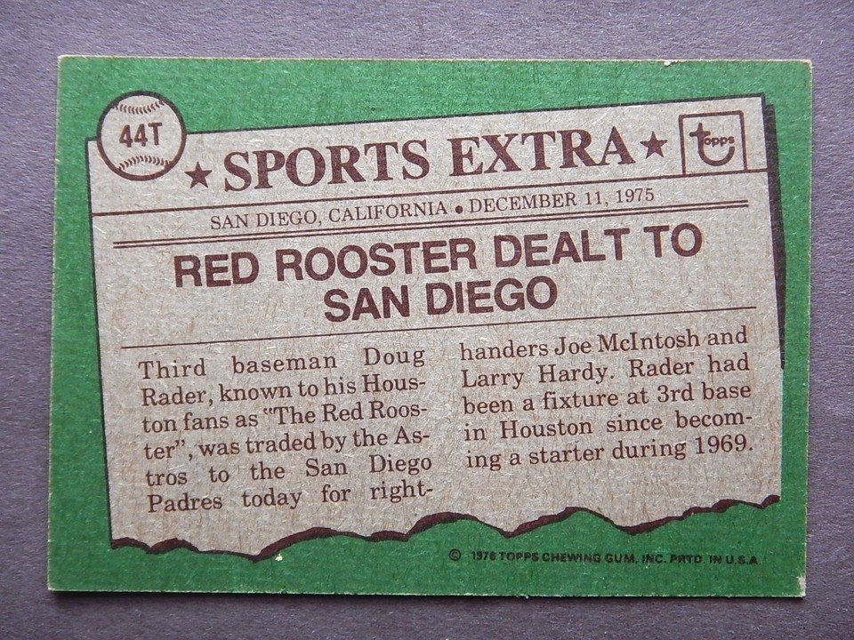 Doug Rader #44T Topps 1976 Baseball Card (San Diego Padres) *VG | eBay